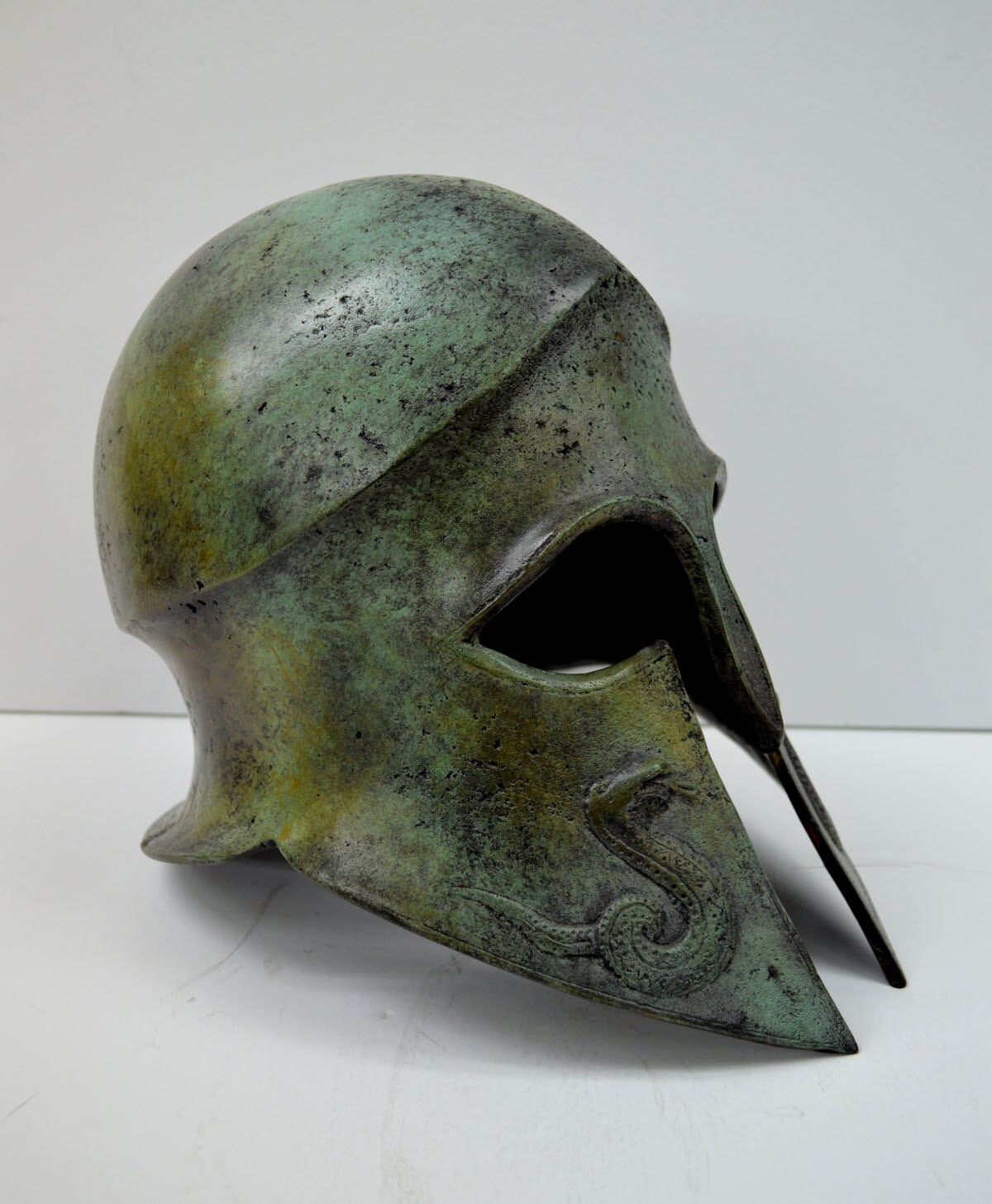 Bronze Ancient Greek Helmet, Snake Carved Replica, Real Size - Etsy
