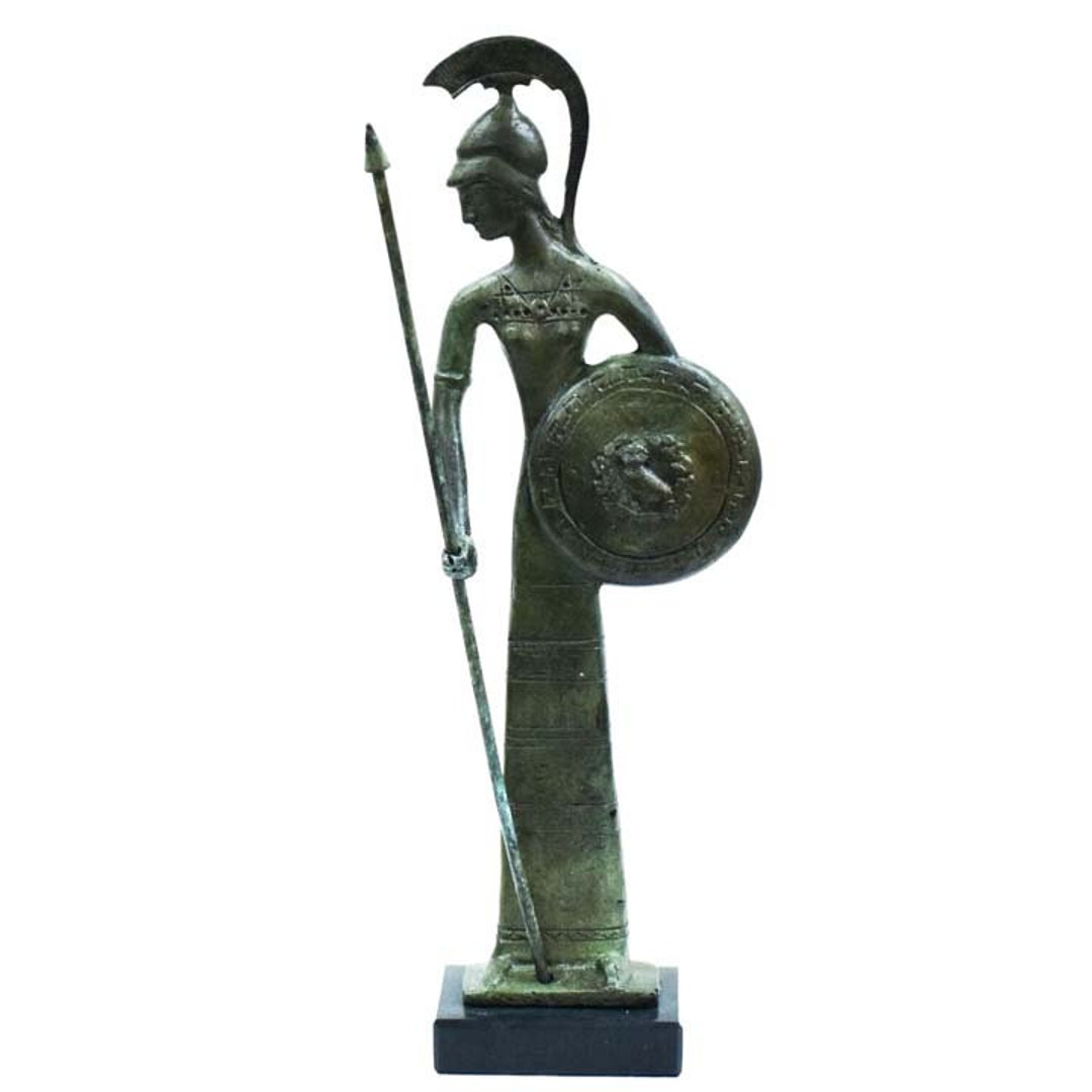 Goddess Athena With Shield Bronze Figure - Symbol of Wisdom Strength ...