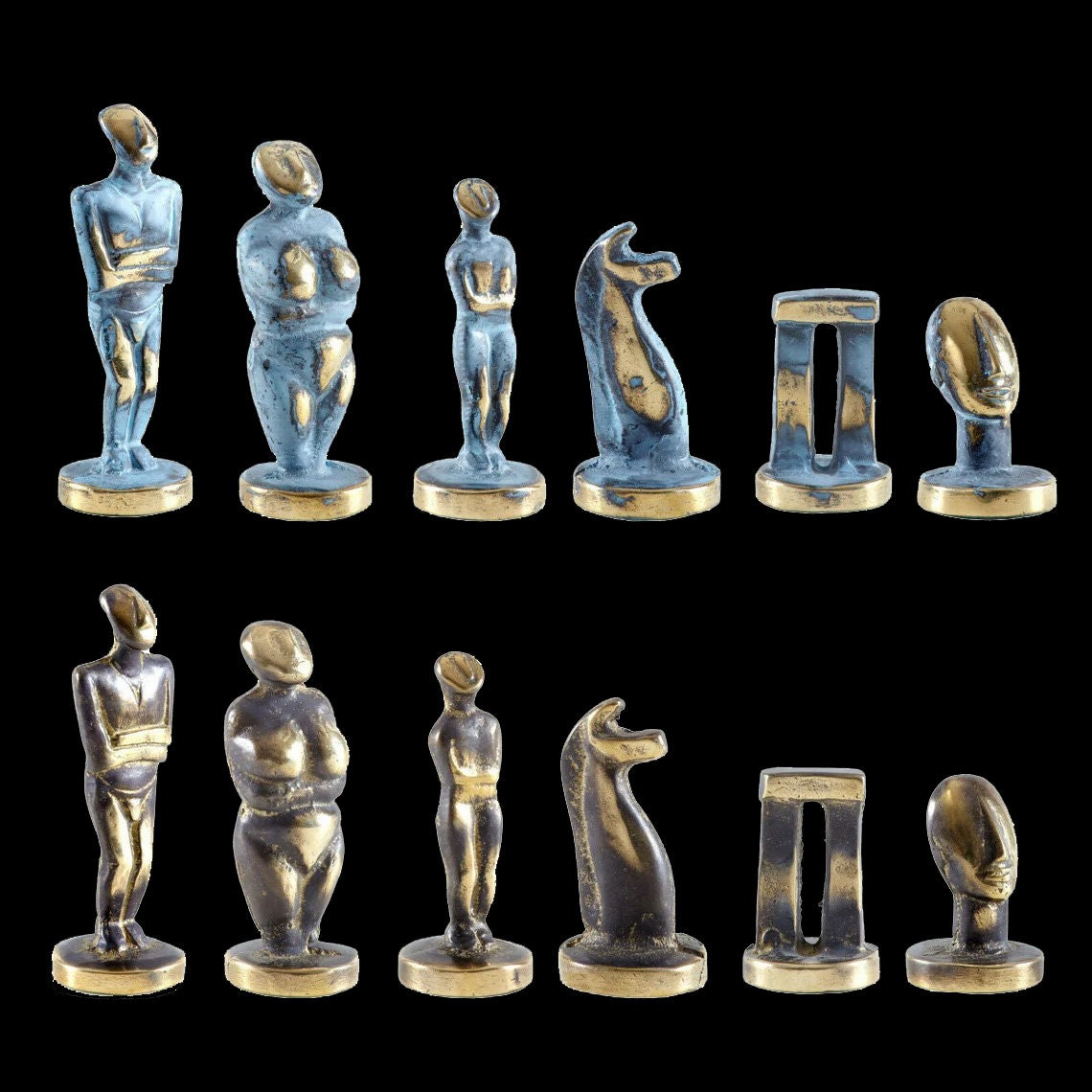 Cycladic Art Solid Brass Chess Set Handmade in Greece - Etsy