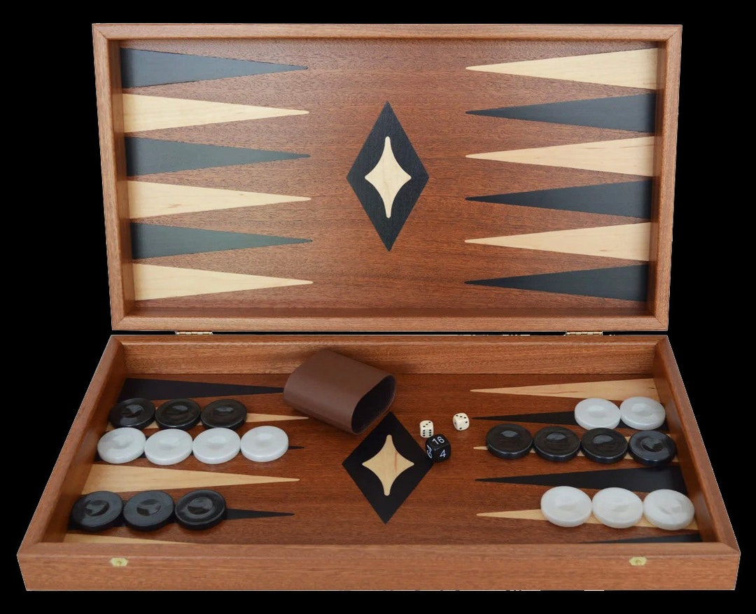 Traditional Backgammon Set With Mahogany Wood - 2 Colors Inside to ...