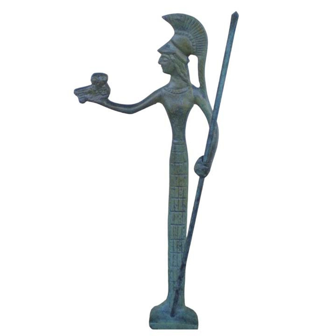 Goddess Athena With Spear & Owl Protector of Athens Bronze Figure - Etsy