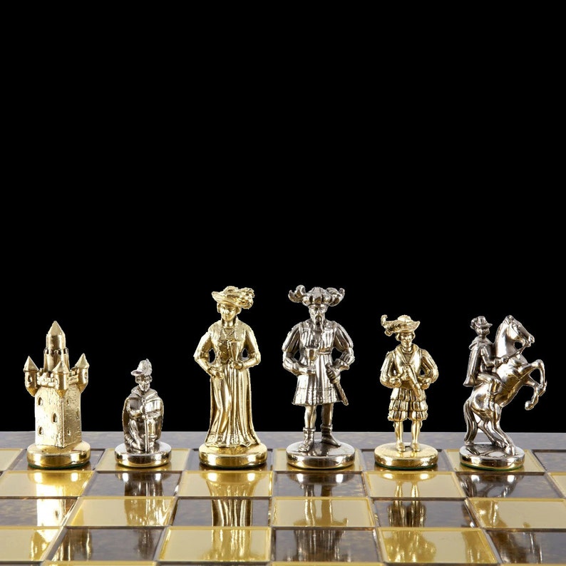Medieval Knights Chess Set Gold and Silver Pawns 3 Board - Etsy