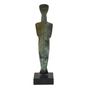 Cycladic Bronze Idol Statue on Marble Base - Ancient Greek Art Abstract ...