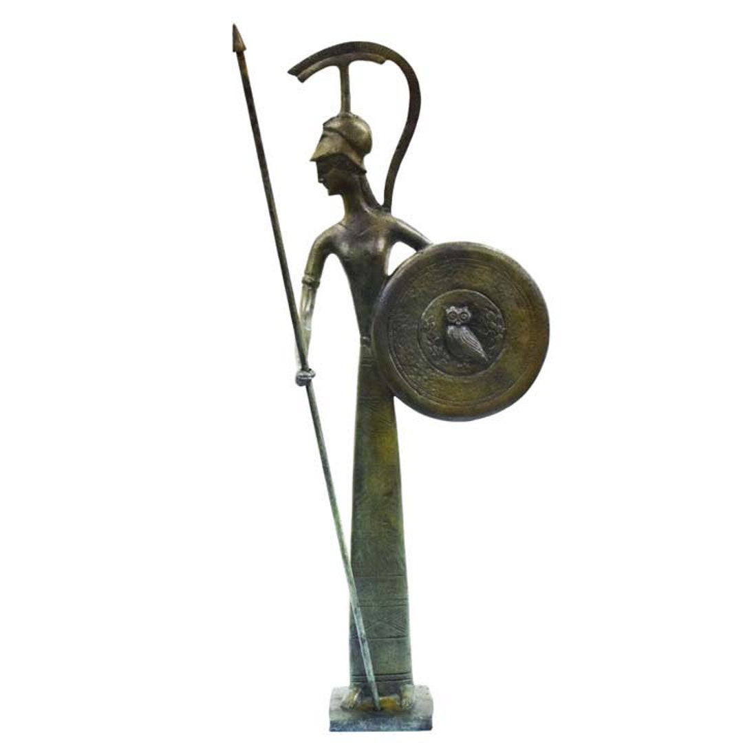 Goddess Athena With Shield Bronze Statue Sculpture - Symbol of Wisdom ...