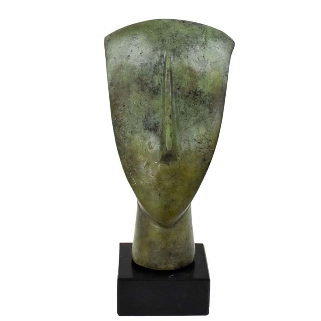 Cycladic Bronze Head Statue on Marble Base - Ancient Abstract Art ...