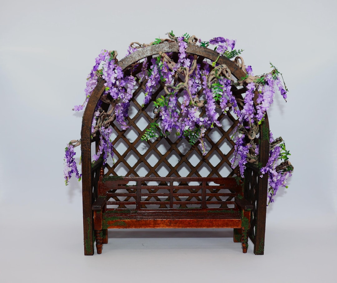 Hand Made Dolls House 1/12th Scale Purple Wisteria Tree on Arbour ...
