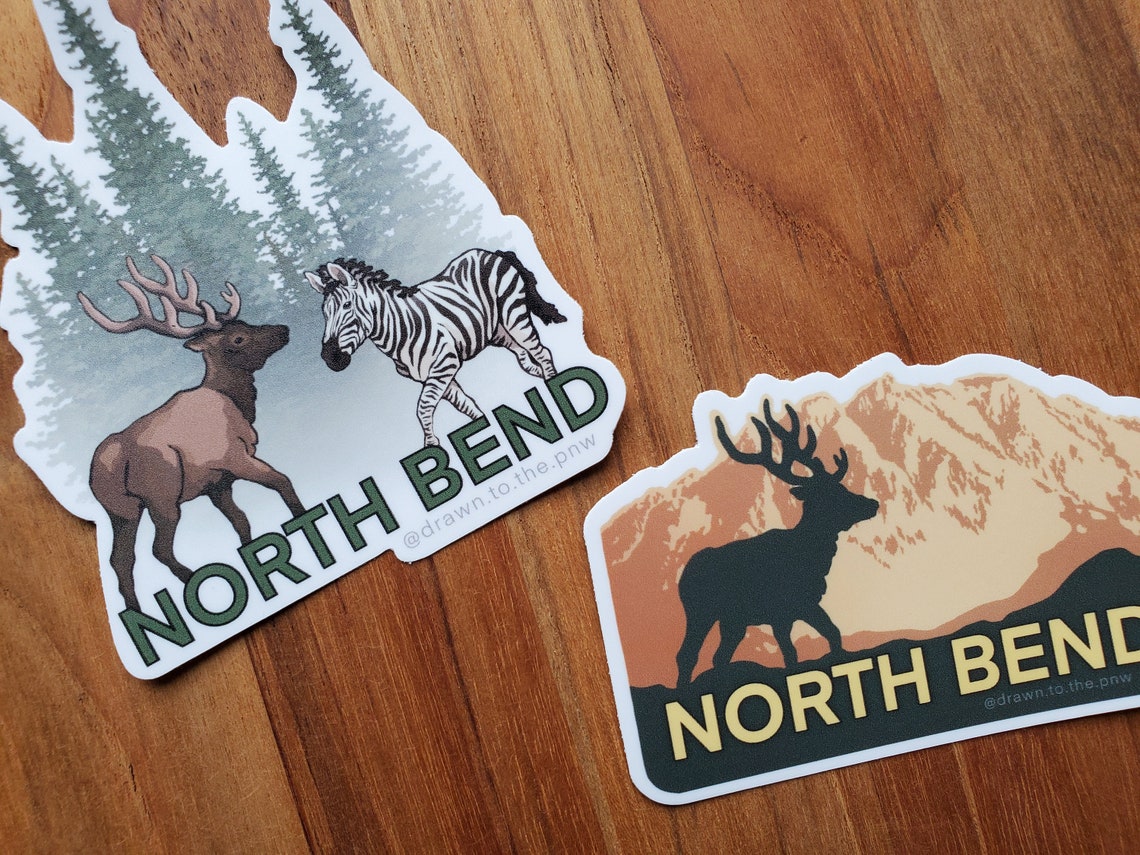 North Bend Zebra & Elk Sticker (waterproof) - Etsy