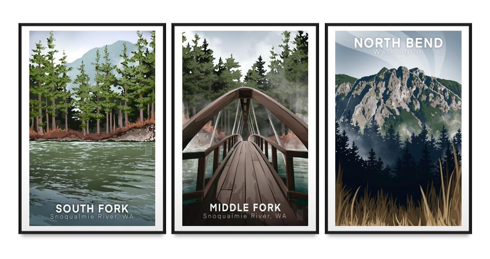 Middle Fork 11x17, Hikes of Washington Series - Etsy