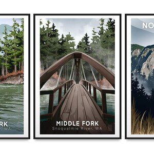 Middle Fork (11x17, Hikes of Washington Series) - Etsy