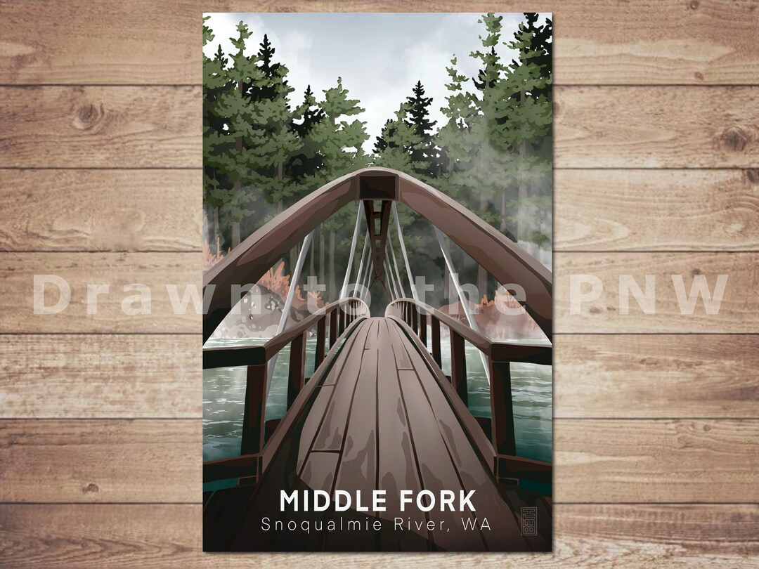 Middle Fork (11x17, Hikes of Washington Series) - Etsy