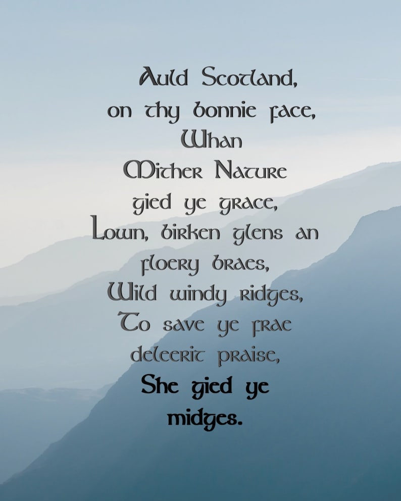 Scottish Poem Scottish Gift Wall Art Instant Decor Midges - Etsy