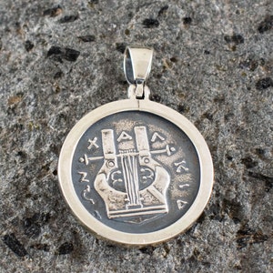 Apollo Tetradrachm-silver Pendant With Plain Border Like Ancient Greek ...