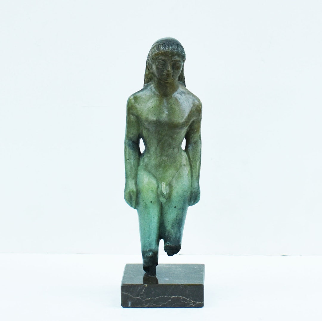 Kouros-small Bronze Statue-marble Base-male Youth-arete-ideal of Aristocratic Culture-moral ...