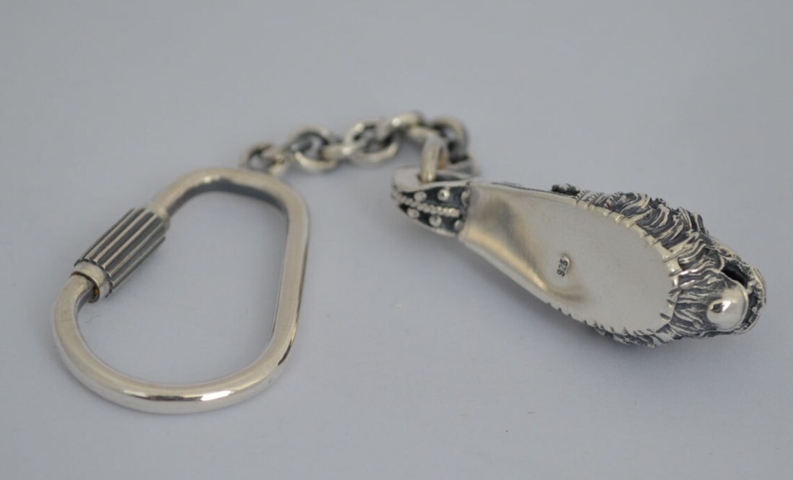Lion Head Sterling Silver Keychain: Strength Symbol Ancient - Etsy