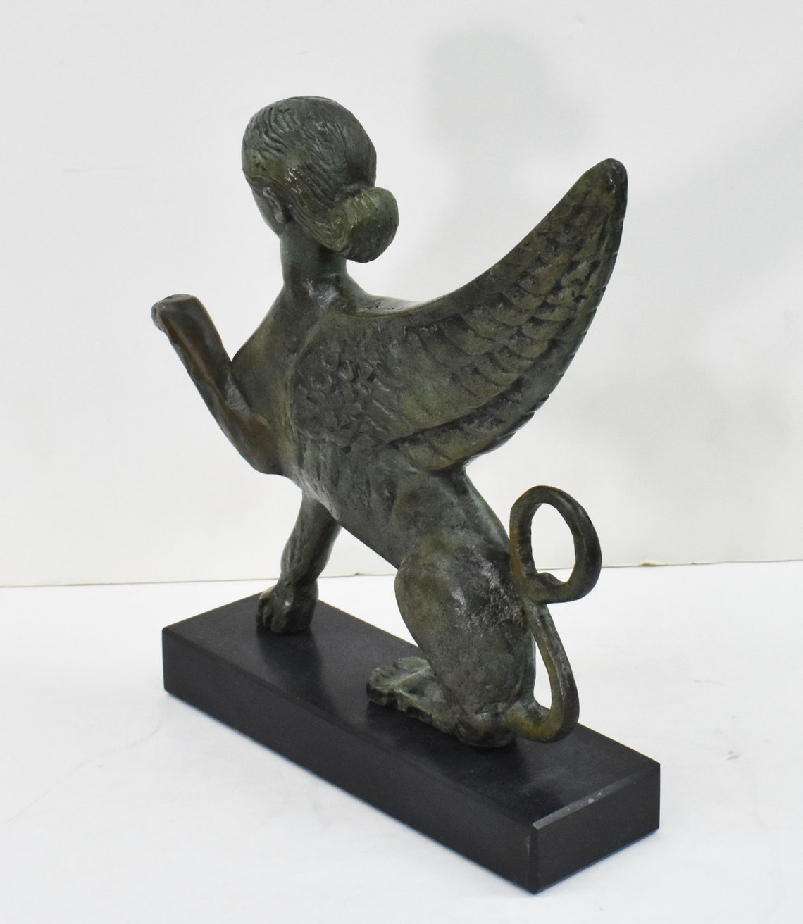 Small Bronze Statue of Greek Sphinx With Marble Base Mythical Female ...