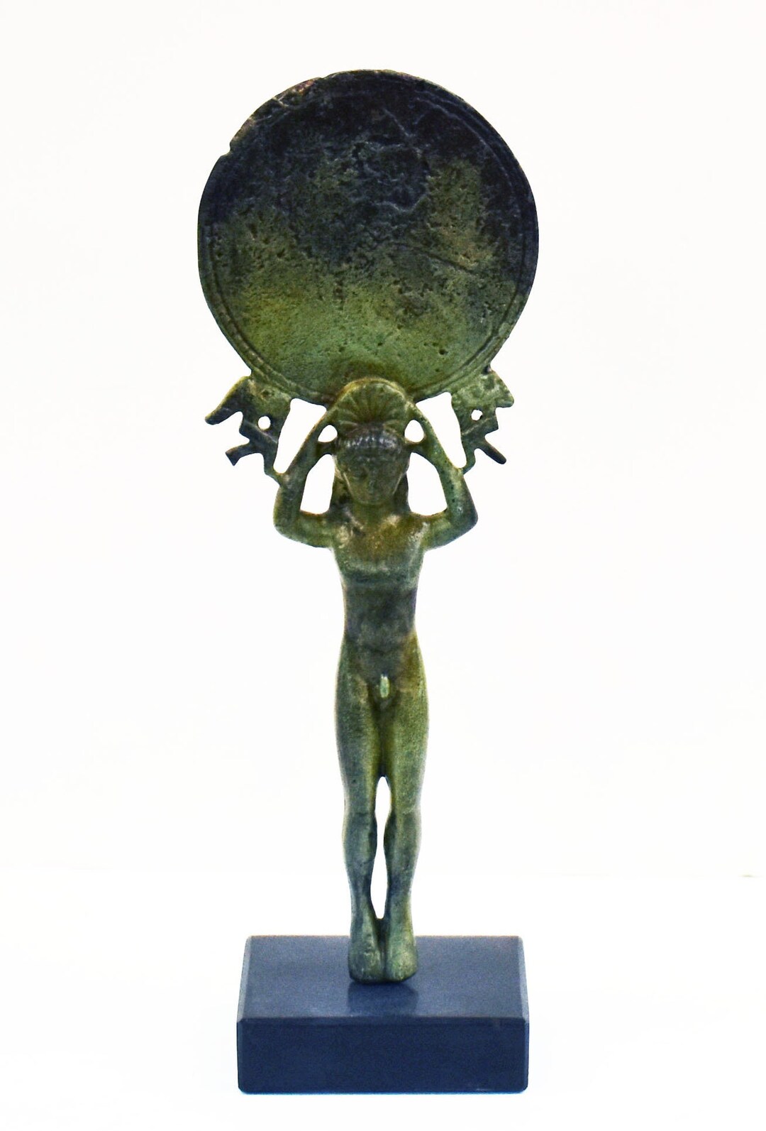 Ancient Greek Bronze Mirror With a Marble Base and a Support in the ...