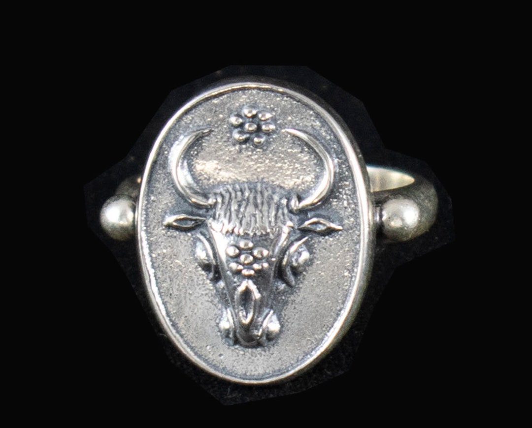 Minoan Bullhead Silver Ring-size Us 8 1/2-symbol of Power,strength ...
