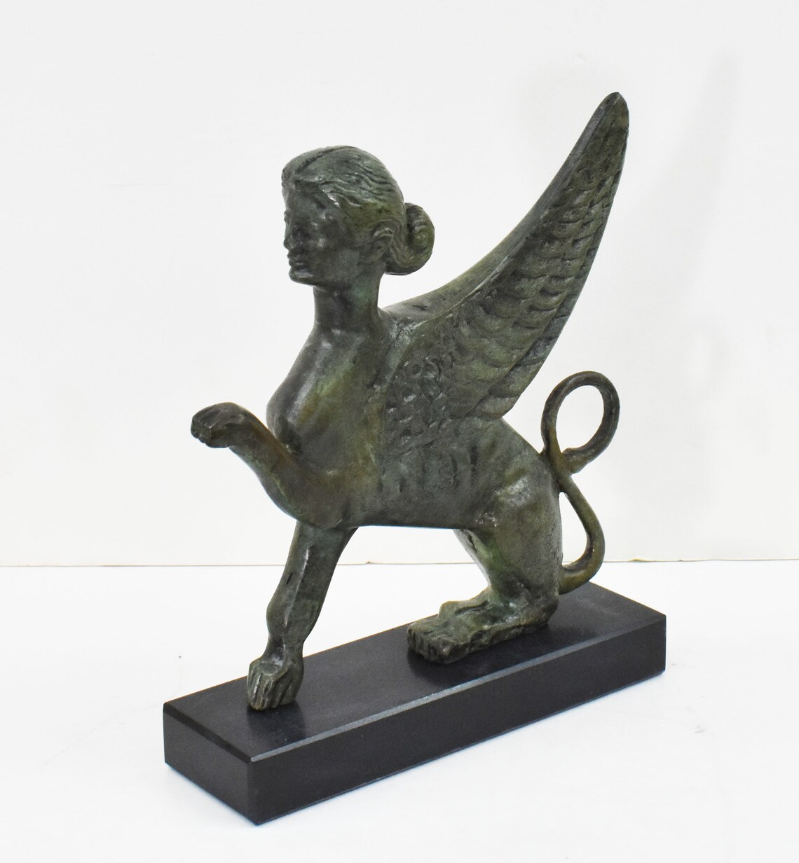 Small Bronze Statue of Greek Sphinx With Marble Base Mythical Female ...