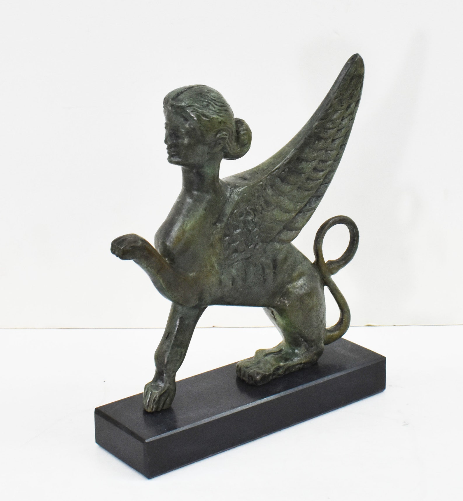Small Bronze Statue of Greek Sphinx With Marble Base Mythical Female ...