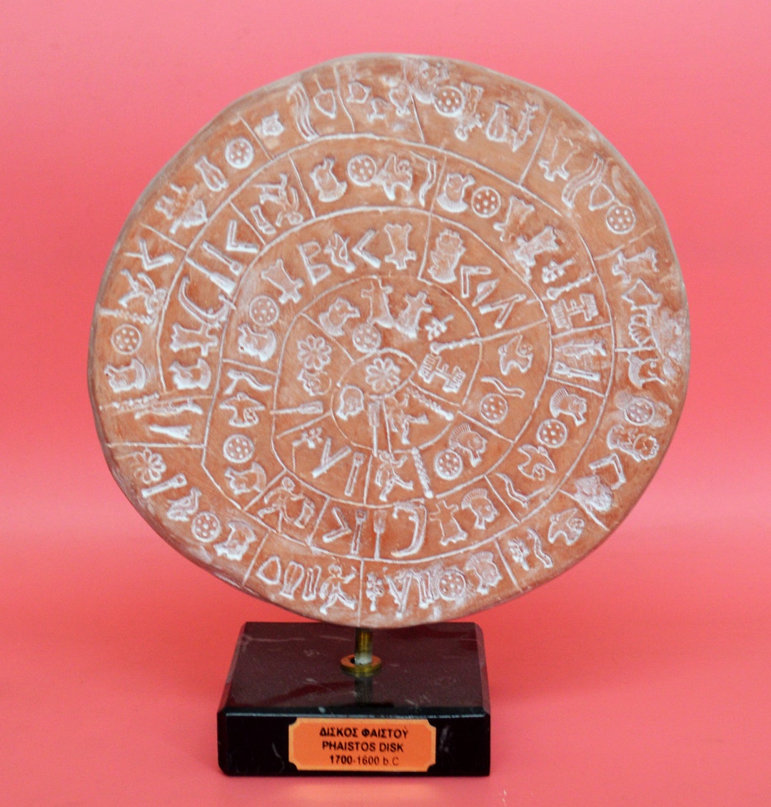 Phaistos Disc-handmade of Clay With Marble Base-minoan Bronze Age ...