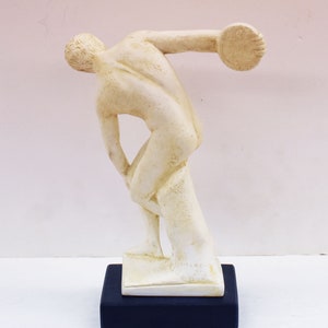 Discobolus of Myron-discus Thrower-small Statue-marble Base-young Male ...