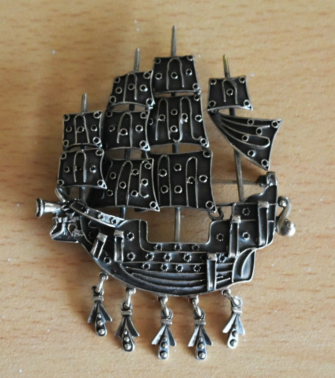 Pirates of the Caribbean Silver Ship Brooch - High Quality Handmade ...