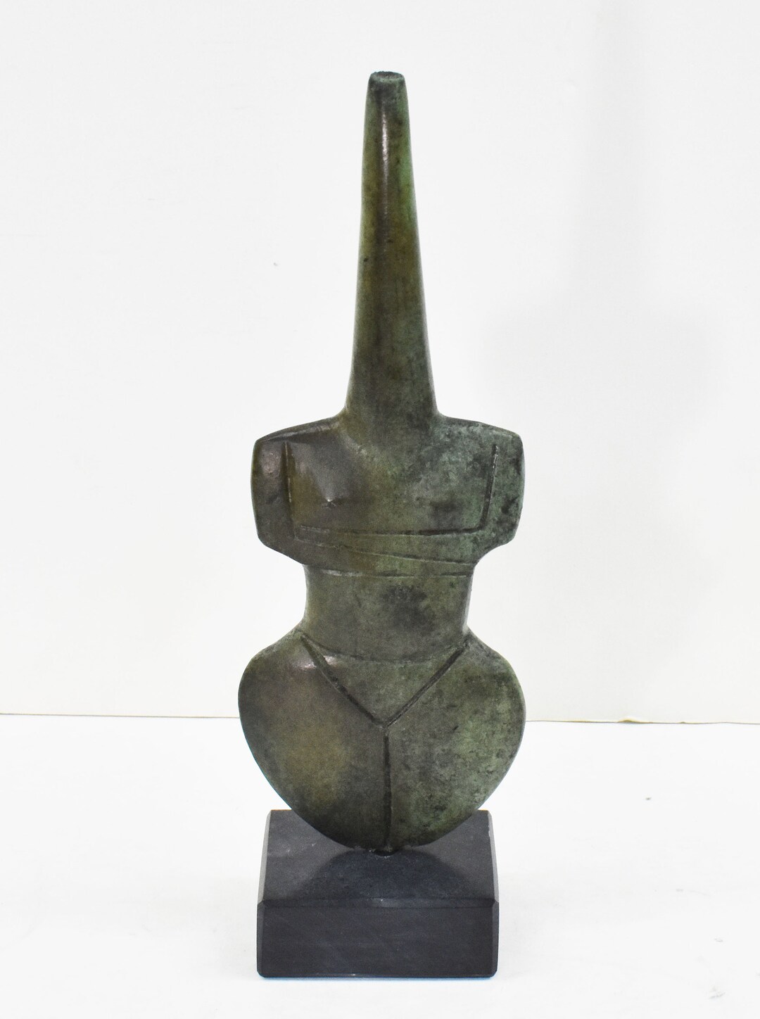 Violin Shaped Cycladic Statuette-bronze Female Figurine-marble Base ...