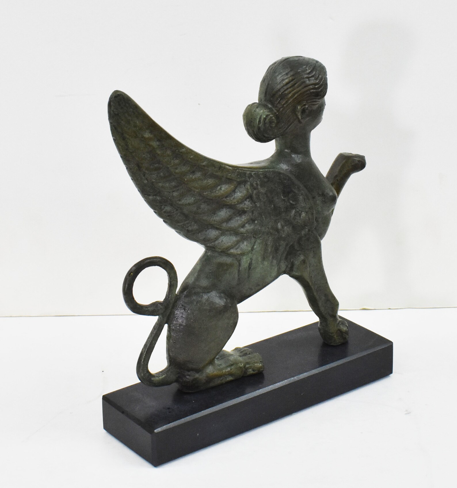Small Bronze Statue of Greek Sphinx With Marble Base Mythical Female ...