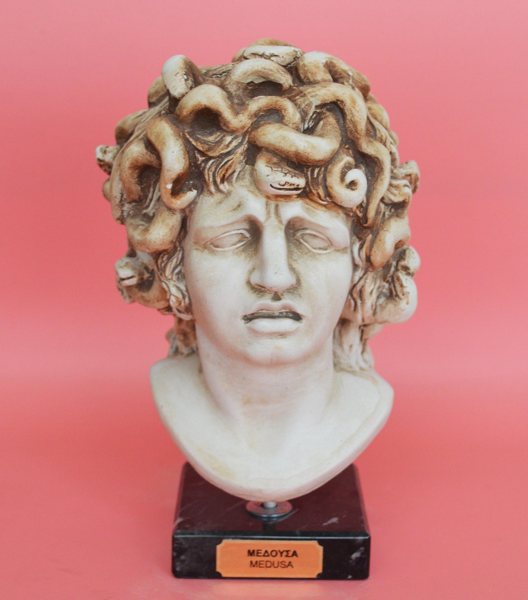 Bust of Medusa With Marble Base Snake-haired Gorgon Ancient Greek ...