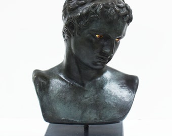 Bust of Marathon Boy Sculpture ,verdigris Effect of Greek Stone Cast of ...
