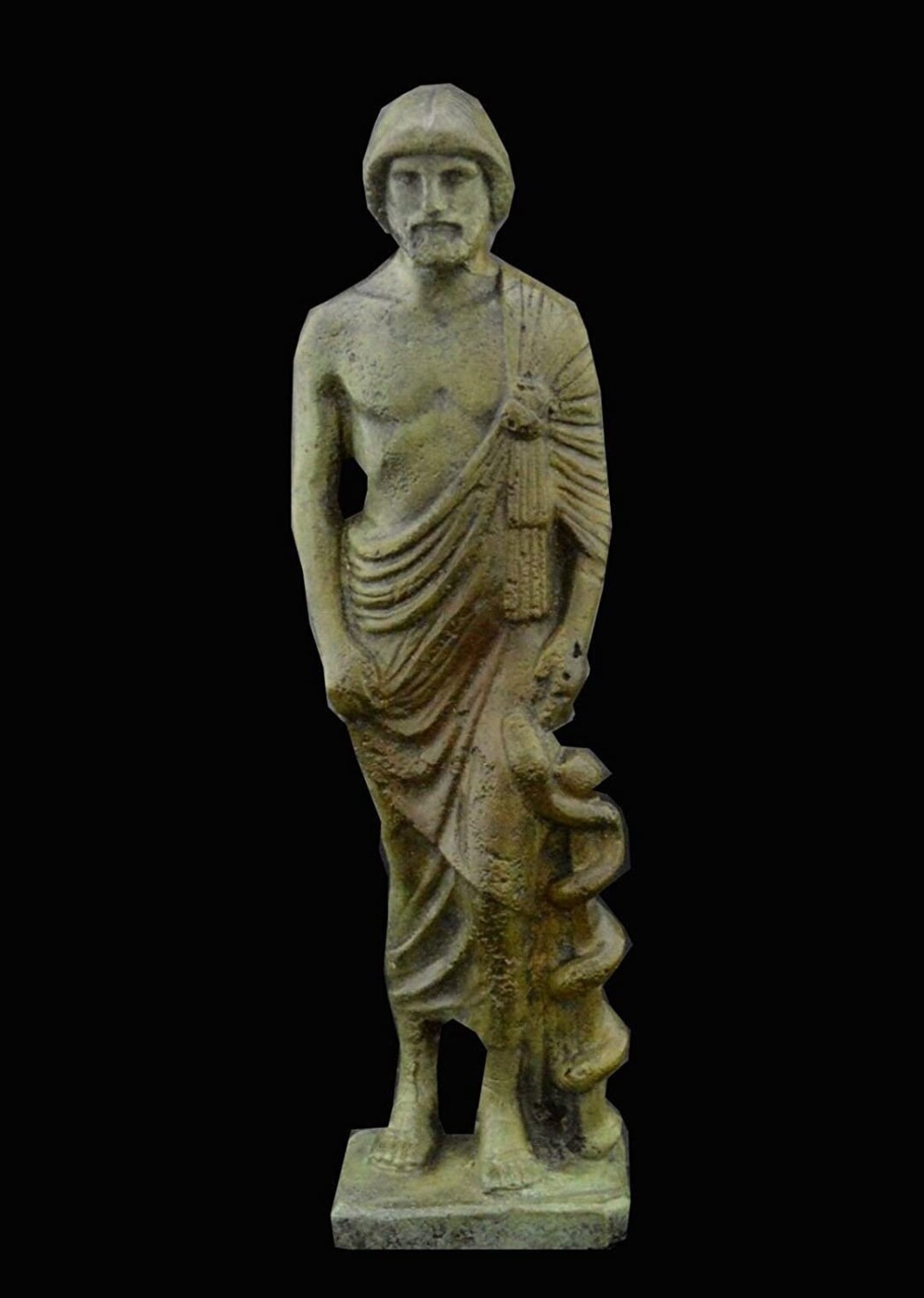 Asclepius,holding the Rod,a Snake-entwined Staff-bronze Figurine-god of ...