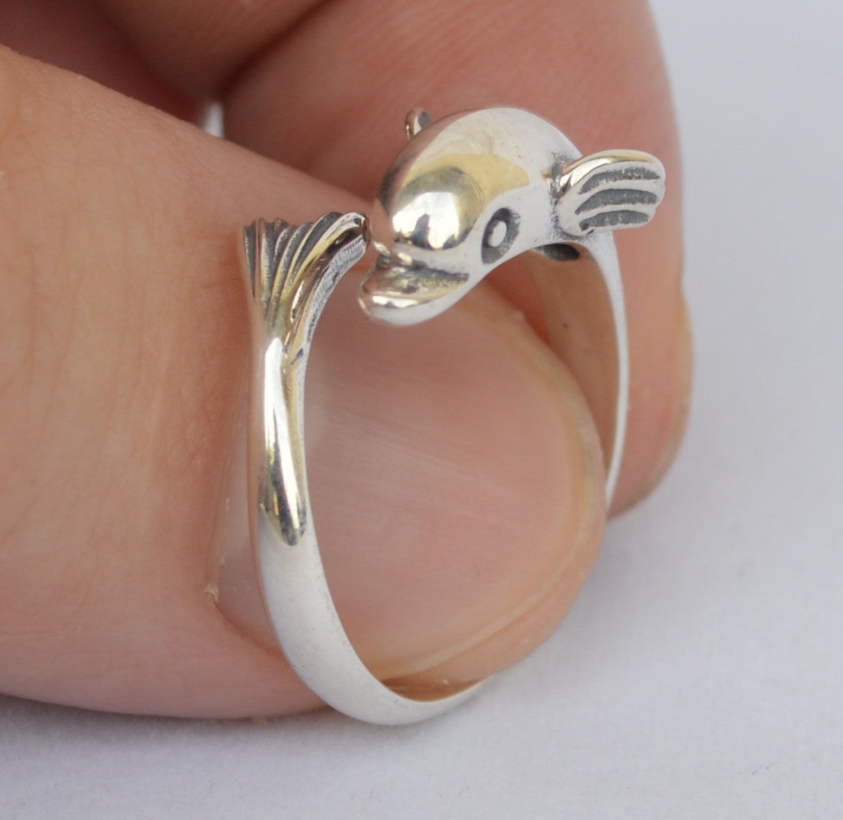 Dolphin Silver Ring Size Between Us 6 to 8 1/2 ancient | Etsy