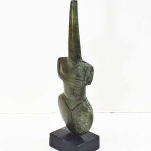 Violin Shaped Cycladic Statuette-bronze Female Figurine-marble Base ...