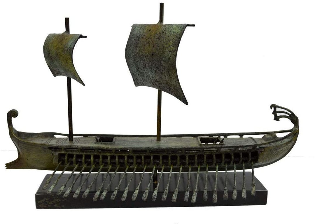 Bronze Ship With Marble Base Inspired by Ancient Greek Penteconter ...