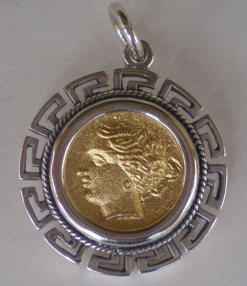 Aphrodite & Pegasus Mythical Horse Silver Coin Pendantgold | Etsy