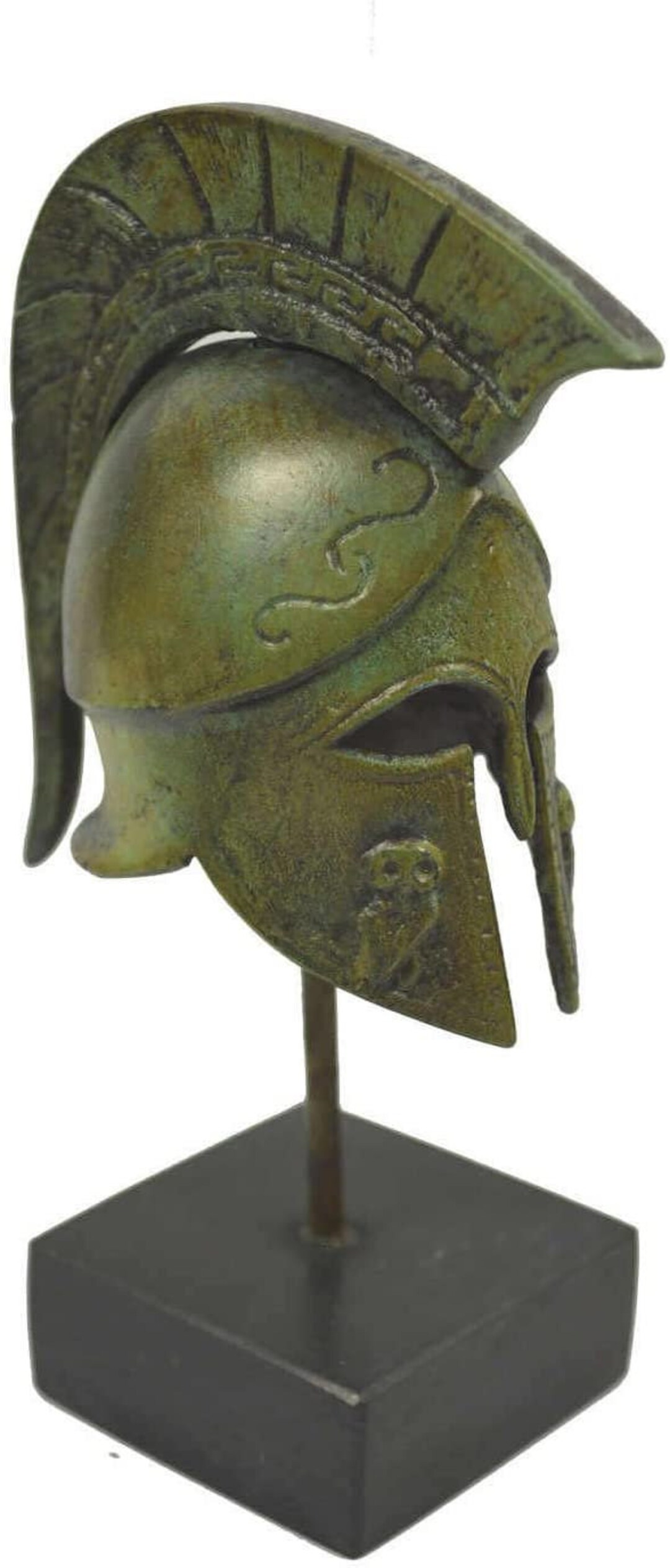 Mini Bronze Corinthian Crested Helmet With Marble Base Decorated With ...