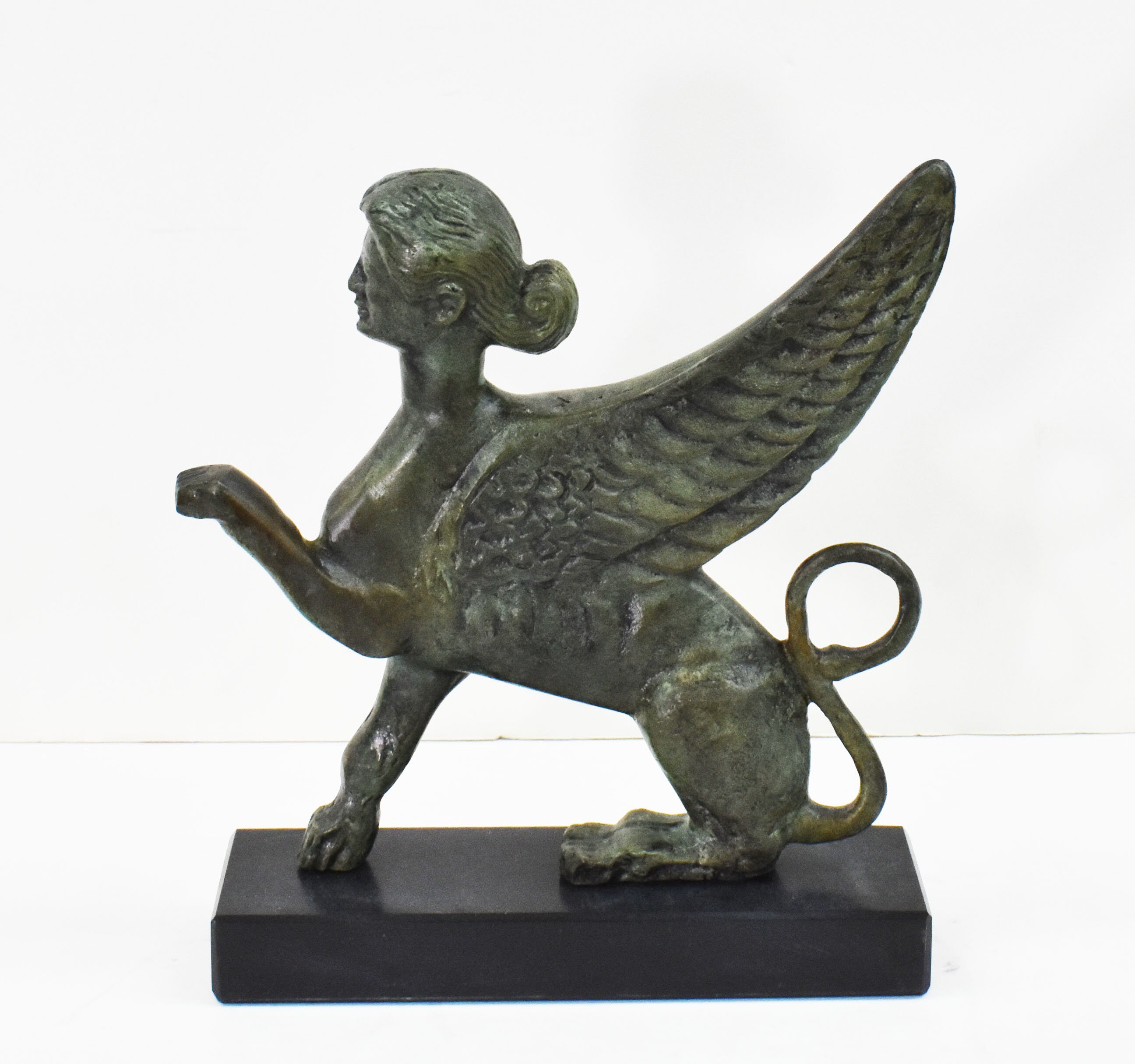 Small Bronze Statue of Greek Sphinx With Marble Base Mythical Female ...