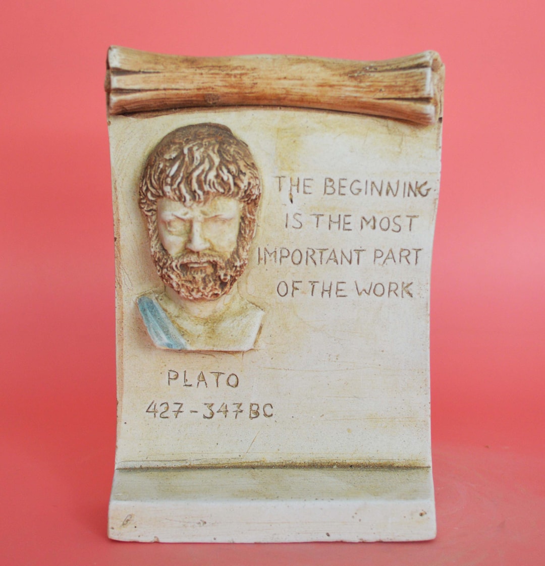 Plato Relief With Quote Desktop Decorative Sculpture Lightly Colored ...