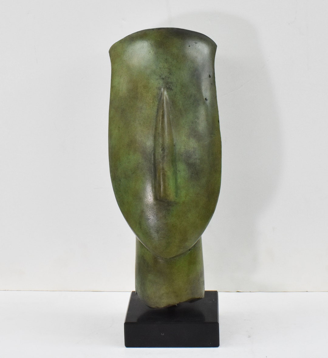 Cycladic Art Bronze Head Sculpture With Marble Base - Ancient Greek ...