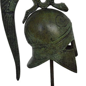 Mini Bronze Corinthian Crested Helmet-decorated With Snake-marble Base ...