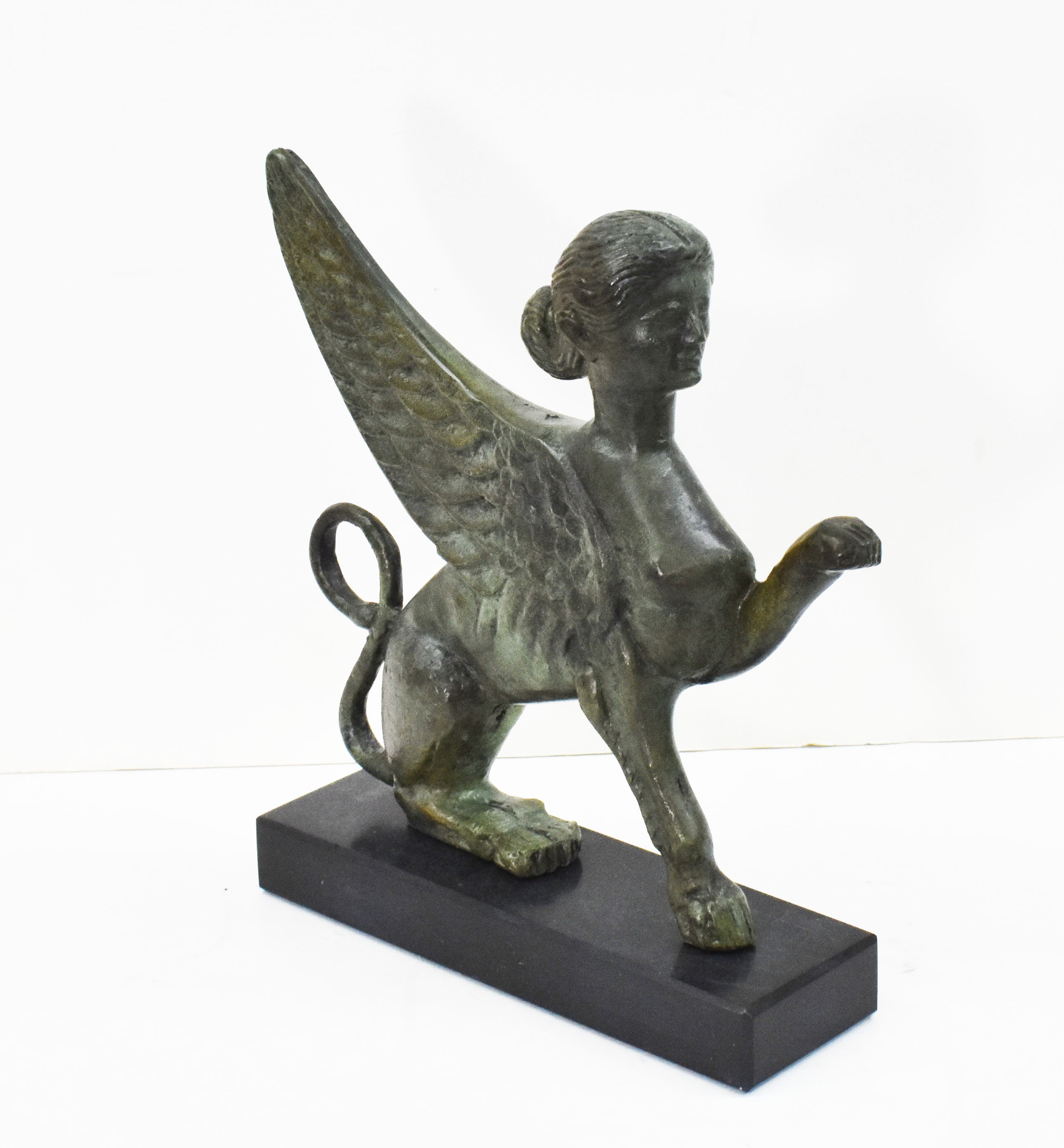 Small Bronze Statue of Greek Sphinx With Marble Base Mythical Female ...