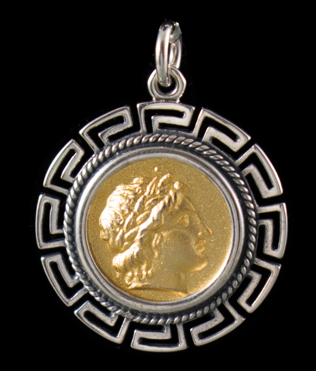 Apollo Tetradrachm in Meander Frame-gold Plated Silver Pendant Like ...