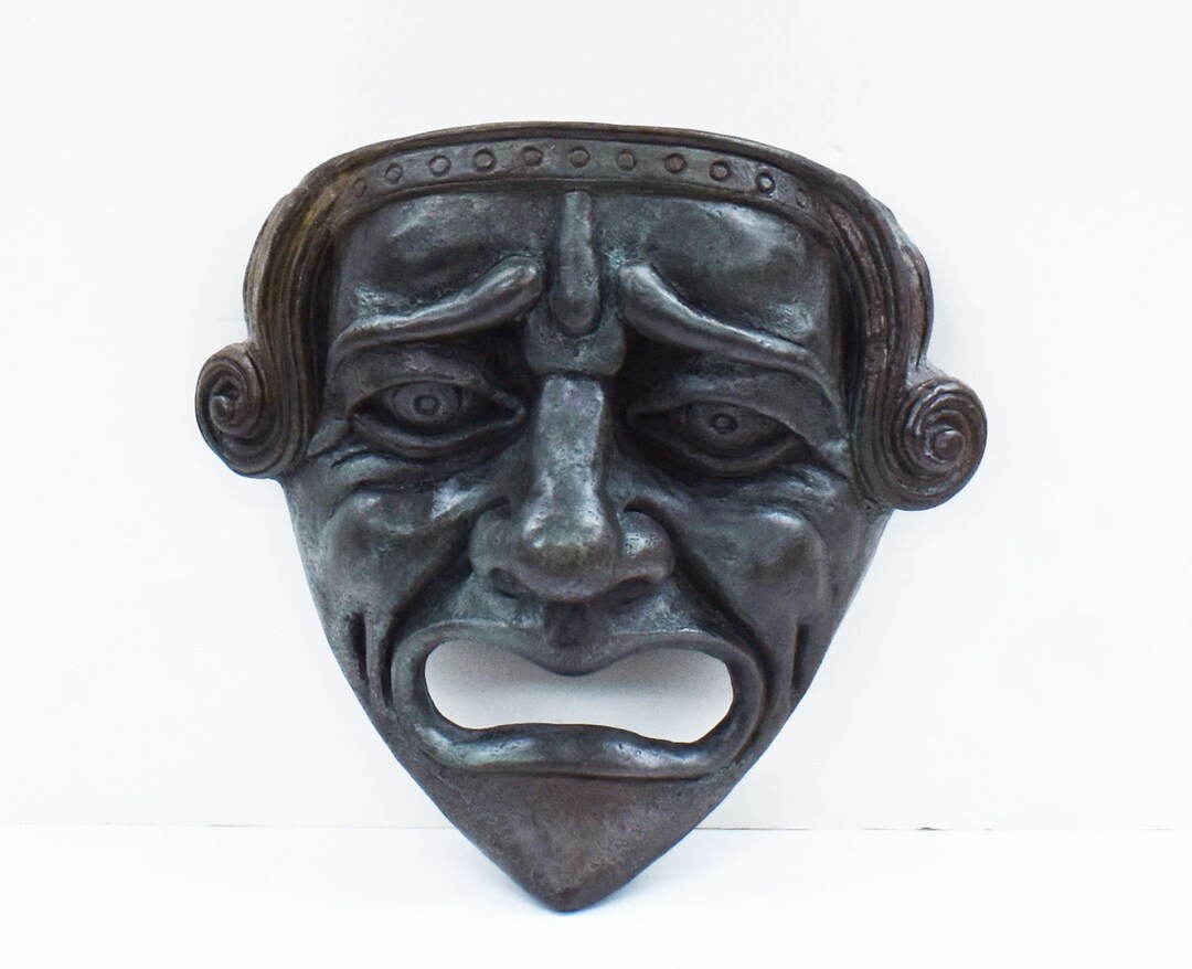 Decorative Mask of Tragedy-ancient Greek Theatre-drama-bronze Colour ...