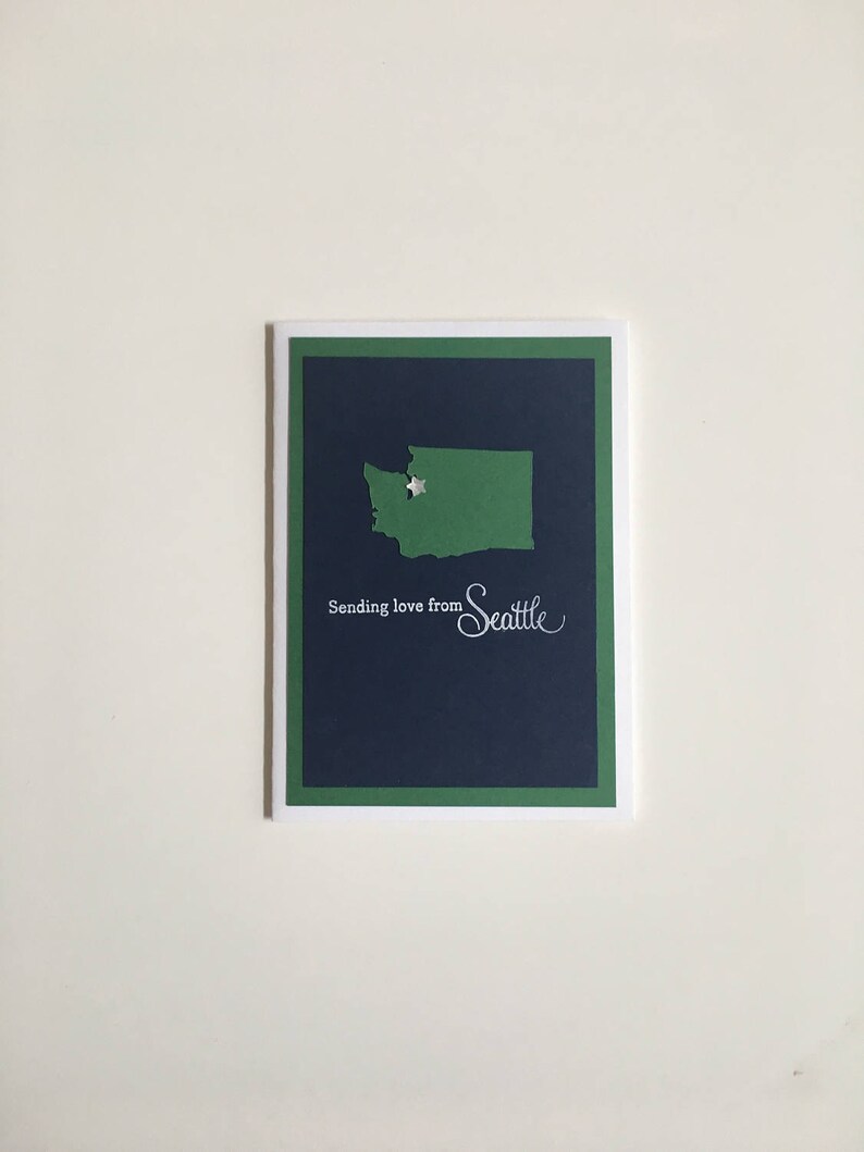 Handmade Sending Love From Seattle Washington State Greeting Card - Etsy