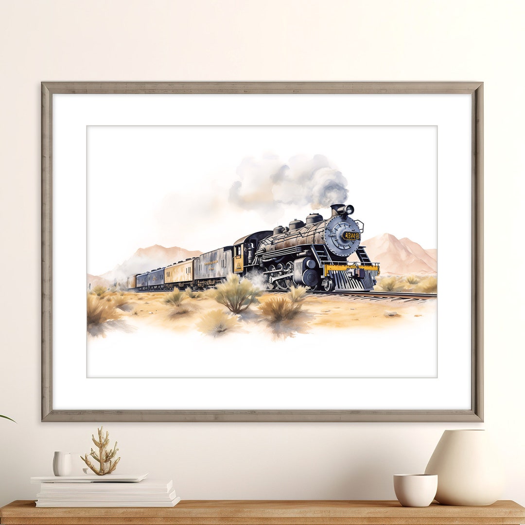Vintage Steam Train Print | Printable Wall Art Decor | Train Poster ...