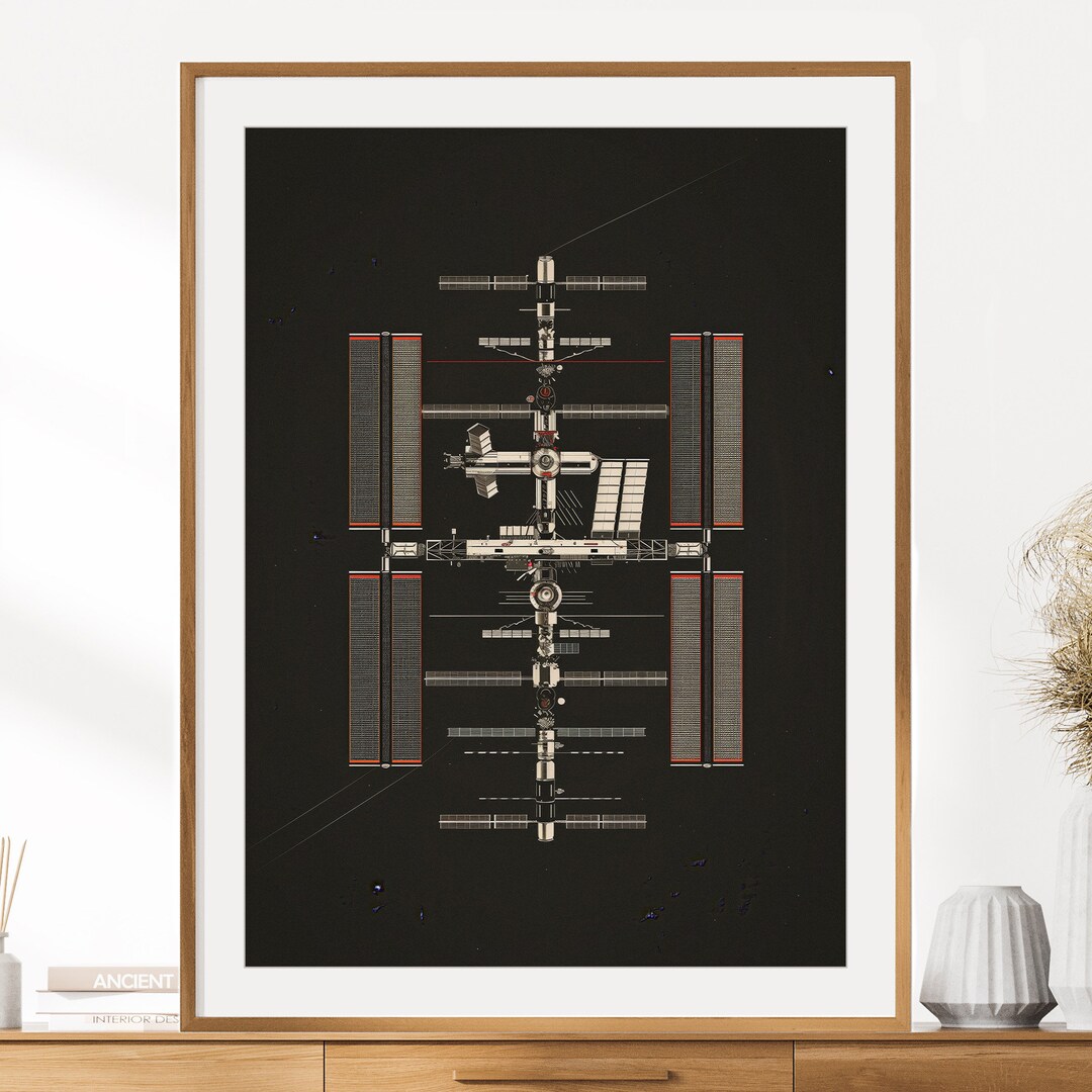 Retro Space Station Print Space Station Illustration Space Wall Art ...
