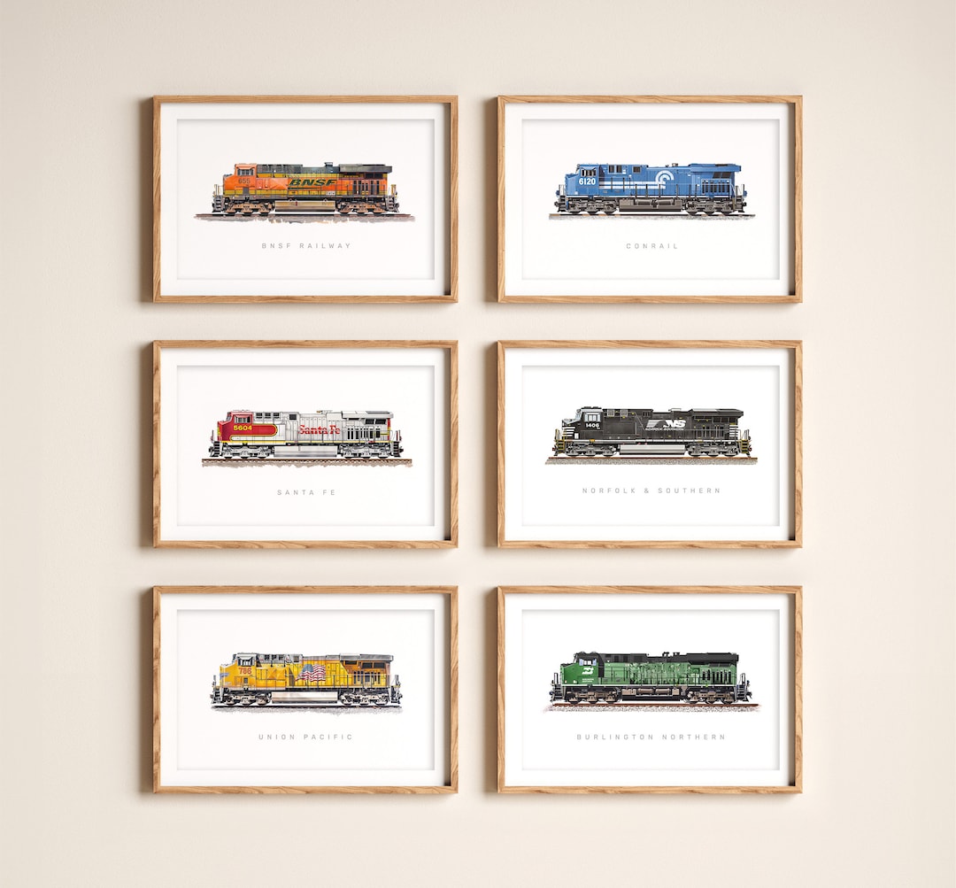 Locomotive Train Prints (set of 6) | Printable Railroad Art | Digital ...