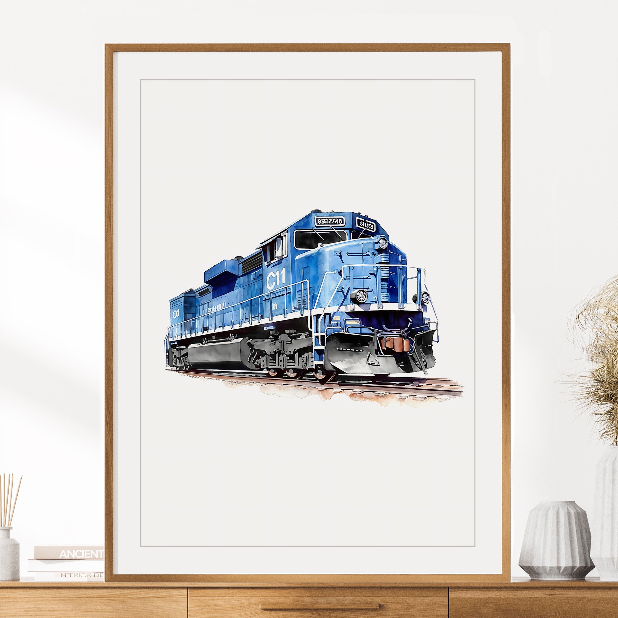 Diesel Train Print blue Digital Printable Wall Art Train Poster Print ...