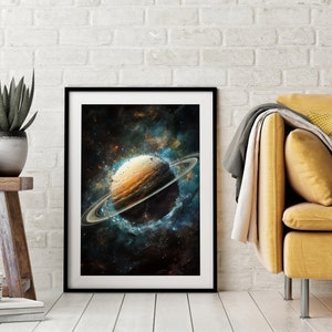 Planet Saturn Print | Space Wall Art Decor | Saturn Poster | Printable ...