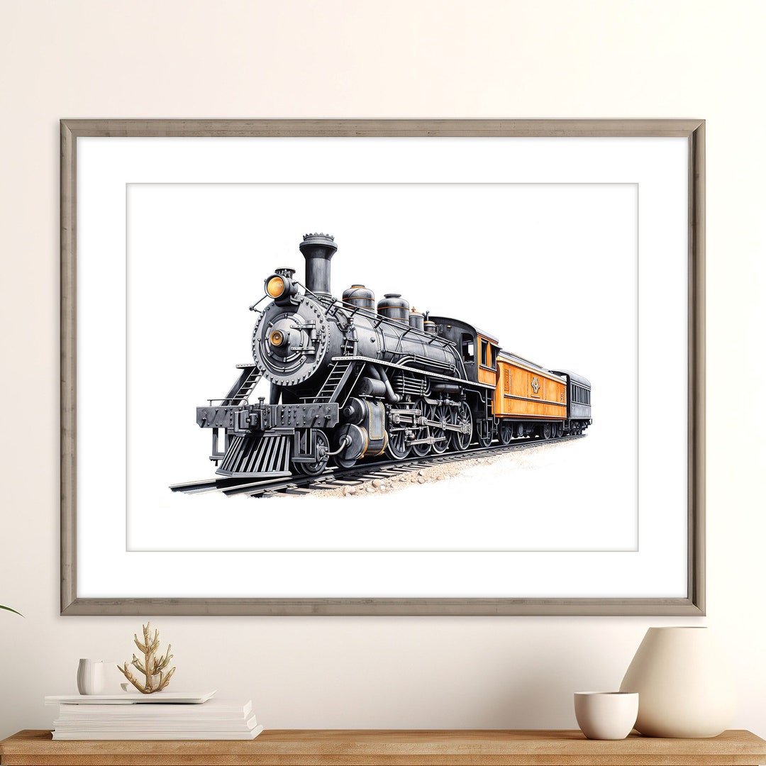 Vintage Steam Train Print | Classic Train Art Poster | Vintage Train ...
